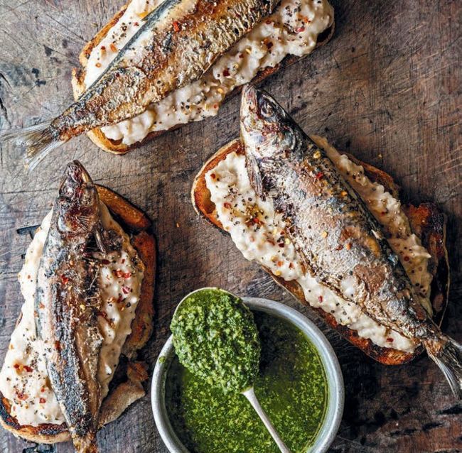 Charred Cornish Sardines on Toast with Bean Mash & Gremolata ...