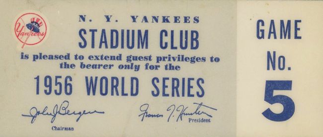 1956 WORLD SERIES PERFECT GAME TICKET | Beckett Vintage Collector ...